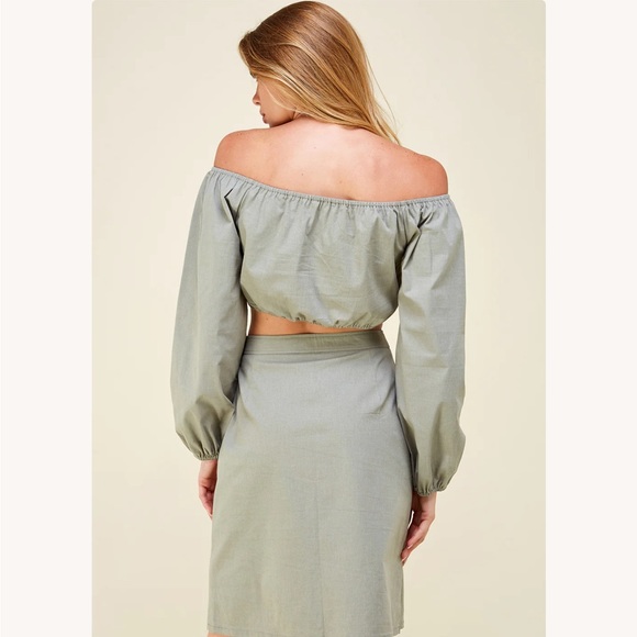 Dresses | Olive Button Down Top And Skirt Set | Poshmark